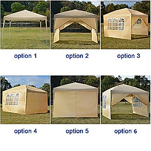 10x10 Pop Up Tent with Two Doors & Two Windows Practical Waterproof Right-Angle Folding Tent with Carry Bag Khaki