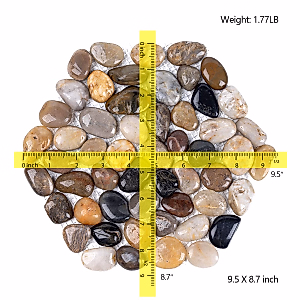 6 PCS River Rock Stepping Stones Outdoor, 9.5 Inch Hexagon Pavers Pebbles Polished Gravel for Garden Walkway