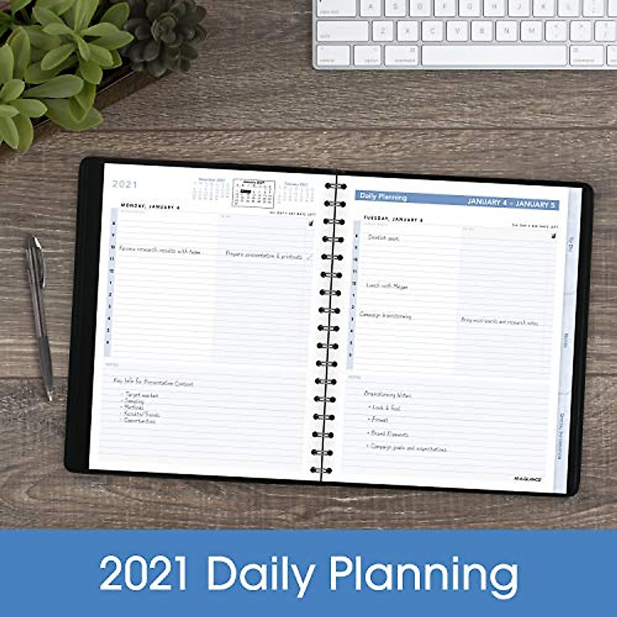 2021 Daily Appointment Book & Planner by AT-A-GLANCE, 6-1/2" x 8-3/4", Medium, The Action Planner, Black (70EP0305)