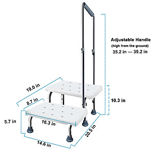 Aliseniors Step Stool with Handle & Shower Chair - Medical Foot Stool, Bath Seat - Fit for Adult, Seniors, Handicap Holds up to 350 lbs