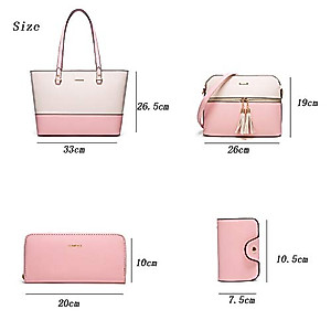 Women Fashion Handbags Wallet Tote Bag Shoulder Bag Top Handle Satchel Purse Set 4pcs