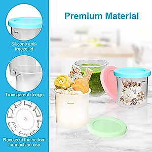 For Ninja Creami Pints and Lids - 4 pack, Creami Containers Fit for Ninja NC301 NC300 NC299AMZ CN305A XSKPLD4BCD Series 7-in-1 Ice Cream Maker, 16oz Icreami Pint Jars, BPA-Free Dishwasher Safe