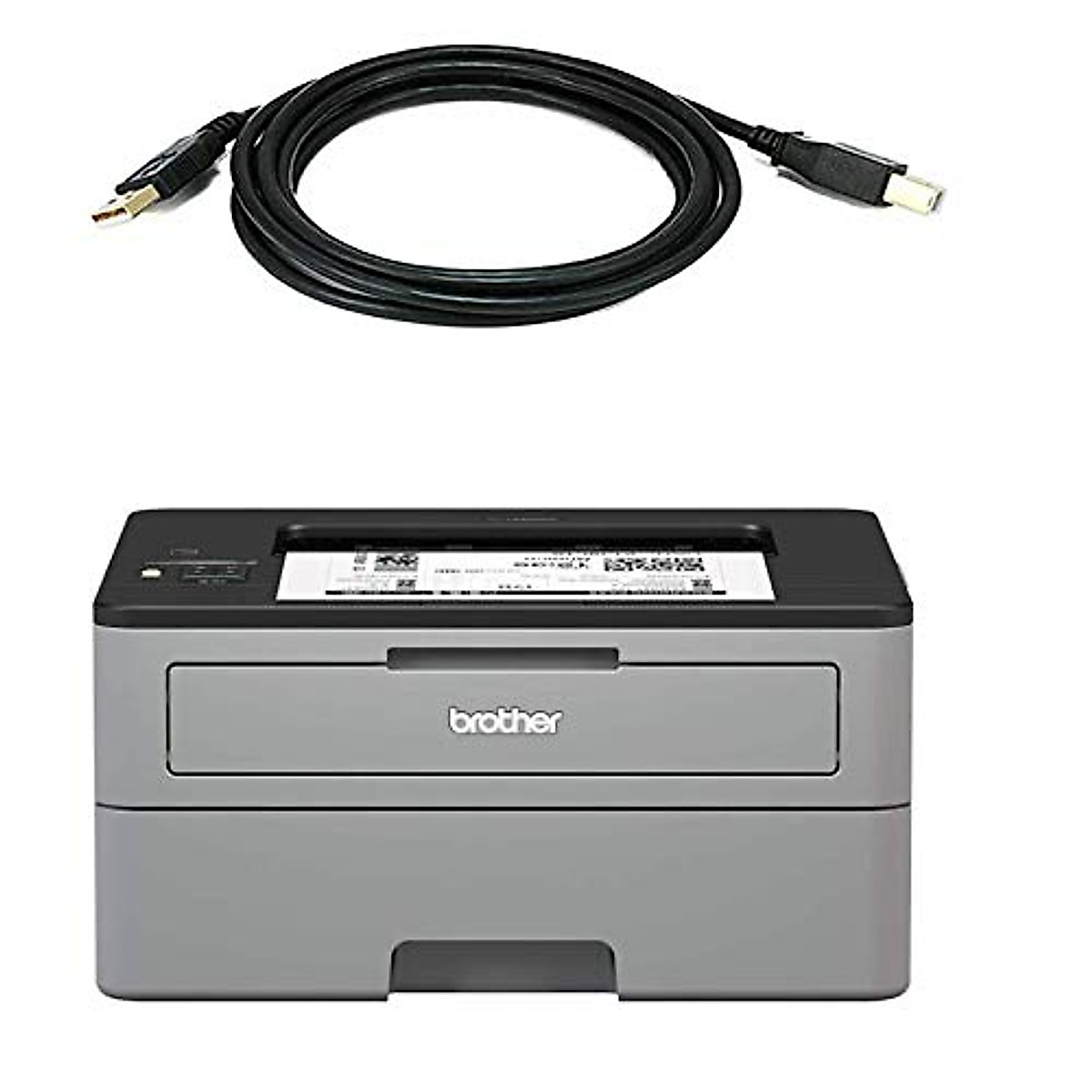 Brother HLL2370dw Monochrome Laser Printer Bundle with EM Printer Cable, Wireless Printing, Up to 32 PPM, EM Printer Cable