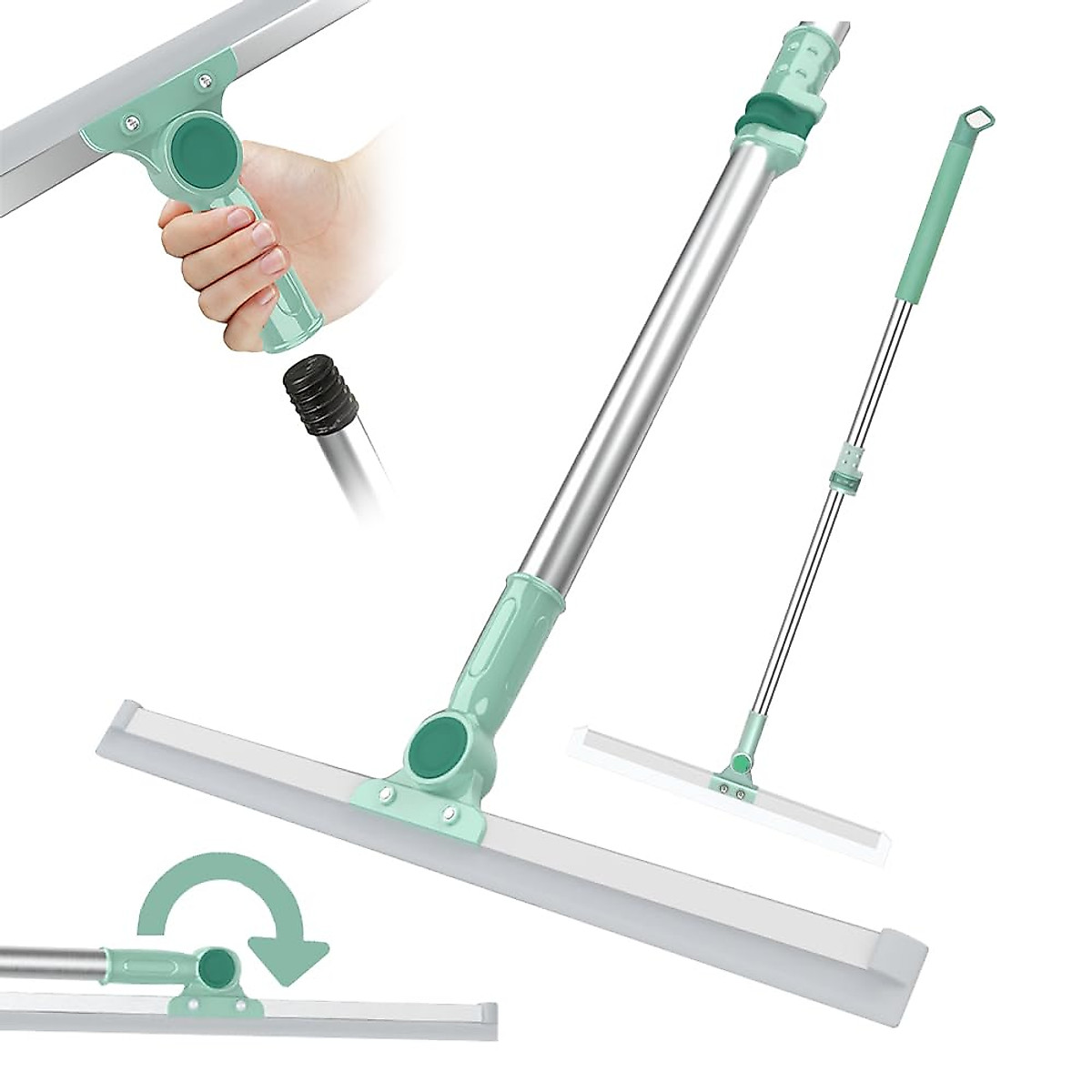 Silicone Floor Scraper, 2024 New Rubber Squeegee Broom for Sweeping Indoor, Multifunction Magic Floor Broom Household Cleaning Broom for Floor Bathroom Kitchen Shower Tile Pet Hair Glass (3, M)