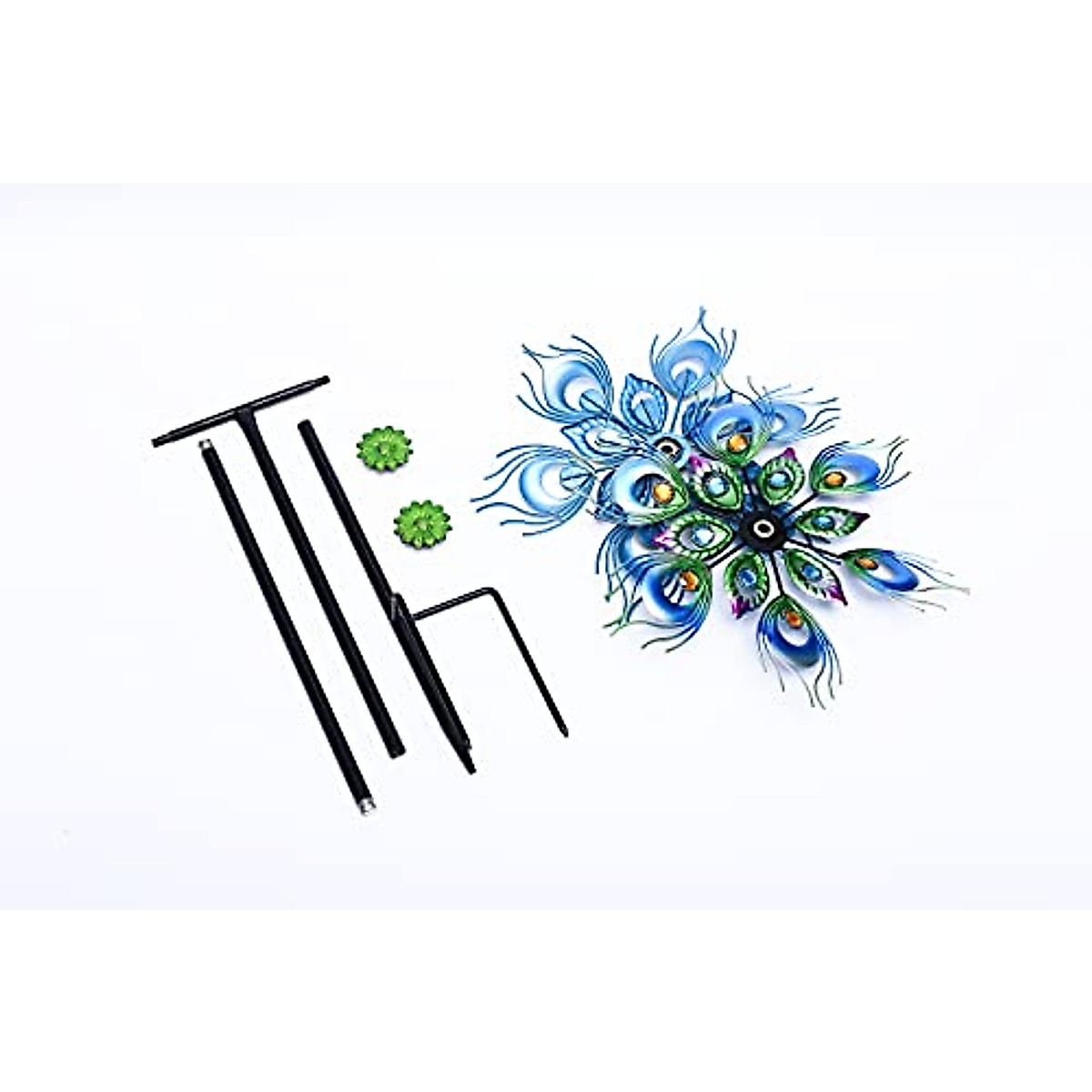 Roaming Light Peacock Wind Spinner, 48Inch Double Wind Sculpture, Kinetic Wind Spinners Outdoor Metal Stake Yard Spinners, Garden Wind Catcher Wind Mills, Wind Spinners for Yard and Garden