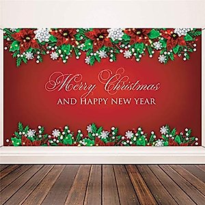 Warmshine Christmas Decoration Supplies Merry Christmas Backdrop Scene Setters Background Banner for Wall Decoration Christmas Party Decor