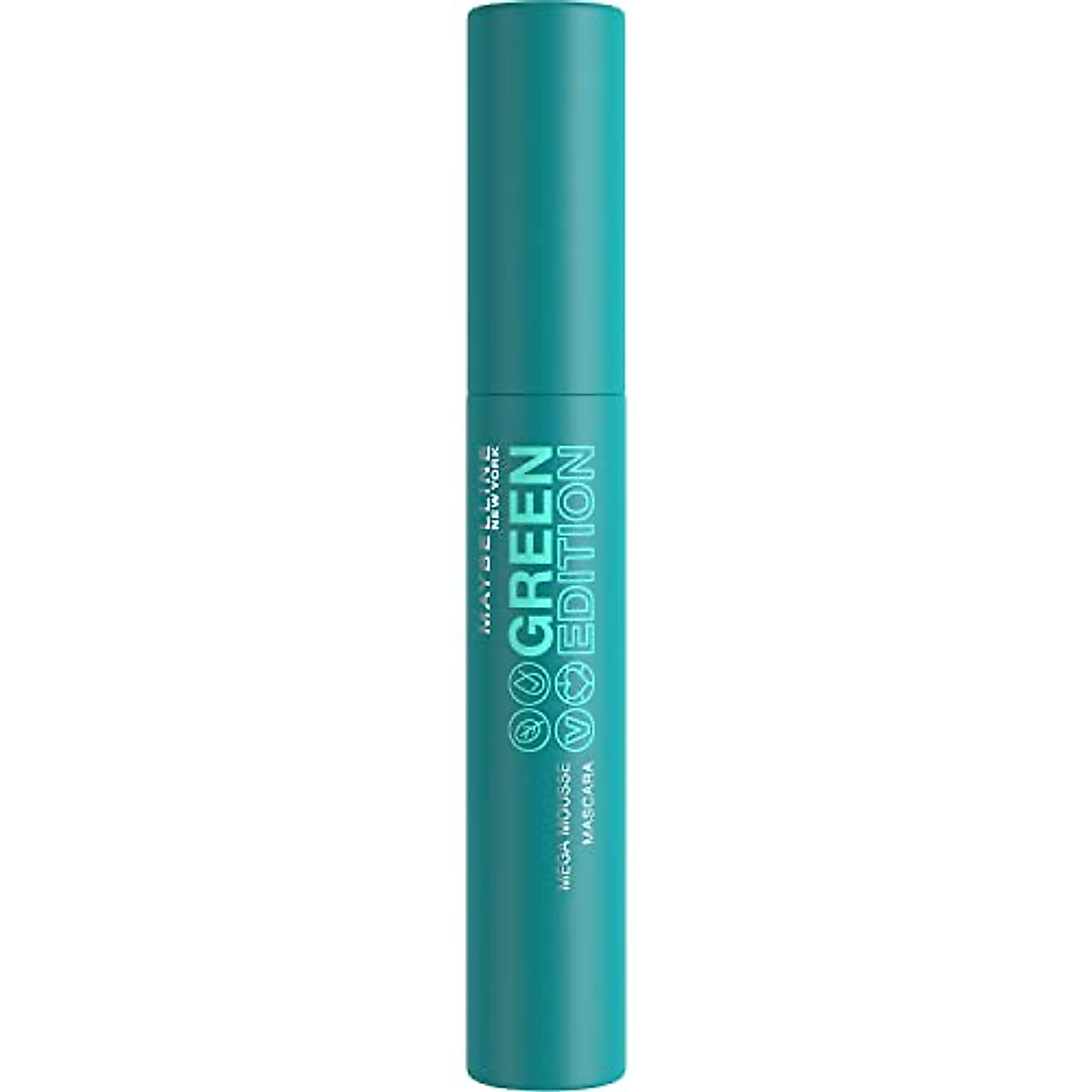 Maybelline Green Edition Mega Mousse Mascara Makeup, Smooth Buildable and Lightweight Volume, Formulated with Shea Butter, Blackest Black, 1 Count