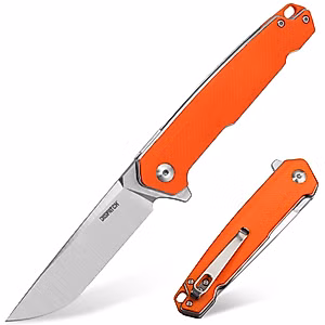 Dispatch D2 Steel Folding Pocket Knife Orange G10 Handle, Bearing Flipper Liner Lock for Survival, Hunting, Tactical, Outdoor Camping EDC