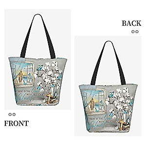 SENROLAN Bible Tote Bag Christian Reusable Shopping Tote Bag Inspirational Scripture Gift Bags For Women Mothers Day