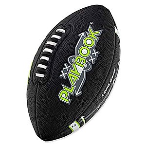 Franklin Sports Kids Football - Playbook Junior Football with Play Diagrams - Small Youth Football with Soft Cover - Black 10"x6"