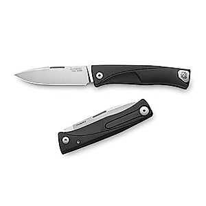 LionSTEEL THRILL Manual Slip-Joint Folding Pocket Knife, Traditional Gentleman’s EDC, Solid Aluminum Handles, Bohler M390 Steel, HWAYL Pocket Clip, Made in Italy (Black)