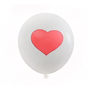 Valentine's Day Balloon 50 Pcs 12 inch Red and White Latex Balloon with Heart for Party Decor,Heart Balloons Latex for Romantic Night,Wedding,Valentines Day Party,White Red Heart Balloon
