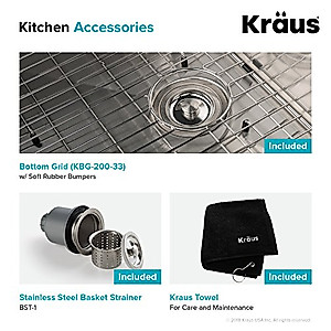 Kraus KHF200-33 Standart PRO Stainless Steel Sink 33 inch Farmhouse Apron Single Bowl 16 gauge