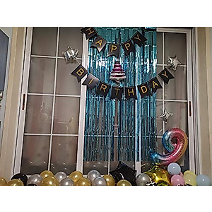 Moohome 4 Pack 3ft x 8ft Aquamarine Foil Fringe Curtain, Tinsel Door Fringe Backdrop Curtain for Birthday Wedding Engagement Graduation Celebration Bachelorette Party Decorations