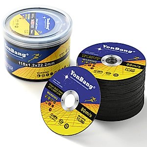 YONBANG Cut Off Wheels 4 1/2 inch 52 Pack Metal and Stainless Steel Cutting Wheels 4.5"x0.045"x7/8" for Angle Grinders Ultra Thin Agressive Metal Cutting