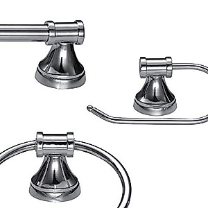 Globe Electric 51234 5-Piece All-in-One Bathroom Accessory Set, with Vanity, Chrome, 3-Light Vanity Light, Clear Glass Shades, Towel Bar, Towel Ring, Robe Hook, Toilet Paper Holder, Makeup Lighting