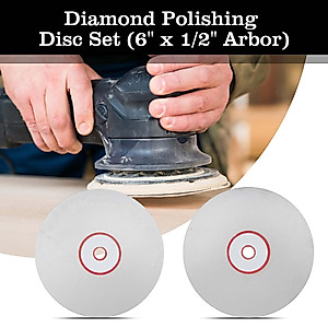 awliye 4Pcs Diamond Grinding Disc, 6" x 1/2" Arbor Grinder Disc Sanding Discs, Flat Lap Wheel Diamond Polishing Disc Set 80/400/800/1200 Grit Lapping Grinding Tools for Gemstone Glass Rock Ceramics