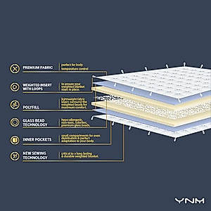 YnM Exclusive Cooling Weighted Blanket, Nylon/PE Fabric, Smallest Compartments with Glass Beads, Bed Blanket for One Person of 140lbs, Ideal for Queen/King Bed (60x80 Inches, 15 Pounds, Violet Pink)