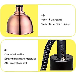 LINKANRUO Food Heating Lamp, Hanging 250w Heating Lamp Warmer for Buffet Food Restaurant Hotel Commercial Catering Equipment, Height Adjustable, Keep Food Warm for a Long, 2pcs Lamps