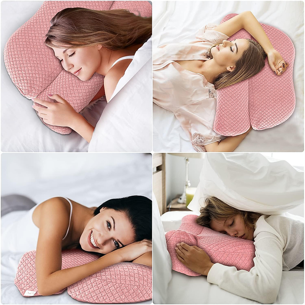 Rose Merry Neck Pillows for Pain Relief Sleeping, Neck Pillow for Neck Pain and Ergonomic Pillows for Sleeping, Orthopedic Pillows for Neck Pain, Sleeping for Back, Stomach, Side Sleeper, Pink…
