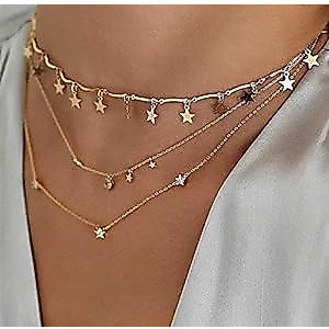 BERYUAN Simple Choker Moon Star Choker Pendant Necklace Trendy Choker Necklace for Women