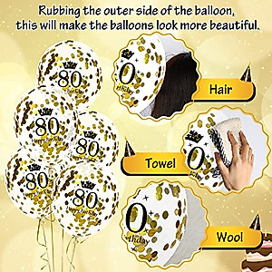 80th Birthday Balloons for Men, 15 Pcs Black Gold Happy 80th Birthday Balloons, Black Gold 80th Birthday Party Decorations Balloons for Men Women 80th Birthday Decor