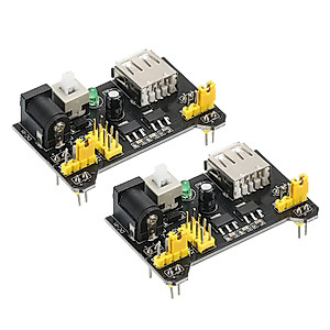 MECCANIXITY Power Supply Module DC 6.5-12V to 3.3/5V 0.7A Black for MB102 Prototype Breadboard Pack of 2