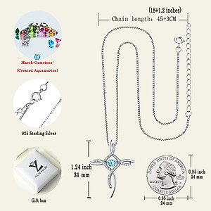 YL Celtic Knot Cross Necklace Sterling Silver Cubic Zirconia Loop Infinity Pendant Dancing Created Aquamarine Crucifix Jewelry