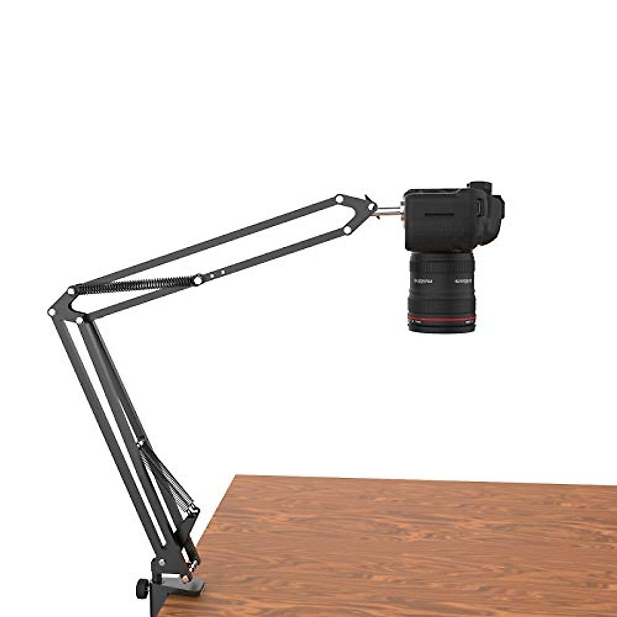 Overhead Tripod For DSLR Cameras, Heavy Duty Camera Desk Mount Stand with Flexible Articulating Boom Arm, Camera Holder Table Clamp for Canon Nikon Sony Fuji SLR Mirrorless Cam Video Photography