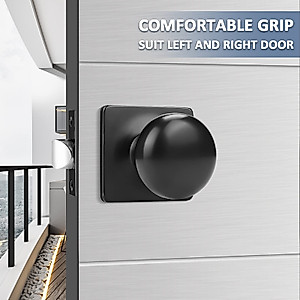Mengico Door Knobs, 10 Pack Black Passage Door Knobs, Square Knob Faceplate, Handle for French Doors, Hallway, Non-Locking Interior Doorknob