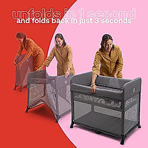 Bugaboo Stardust Playard - Portable Indoor and Outdoor - Foldable On The Go Play Yard - 1 Second Unfold - Grey Melange