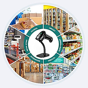 Barcode Scanner Bluetooth and Wireless with Stand, Anyeast USB Wired Inventory 2D 1D QR Code Scanners for Computer Laptop POS iPone, Screen Scanning Bar Code Reader for Supermarket Warehouse Library