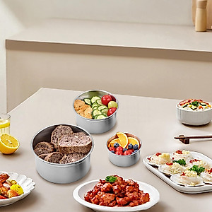 BSDLZCH 3pcs Stainless Steel Food Storage Container Set, Sealed Bowl With Cover Round Meal Prep Lunch Bento Box Kitchen Fresh-keeping Bowl Airtight Food Container for Oven Freezer (Green)