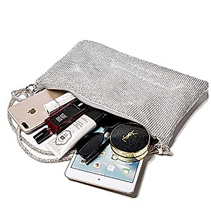 theops Large Rhinestone Crystal Purses and Handbags for Women Silver Evening Bag Bling