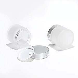 12 Pack 60ml 2 oz Matte Clear Glass Jars with Silver Lids & Inner Liners,Round Containers Travel Jars for Cosmetics, Eye Shadow, Makeup and Face cream Lotion.