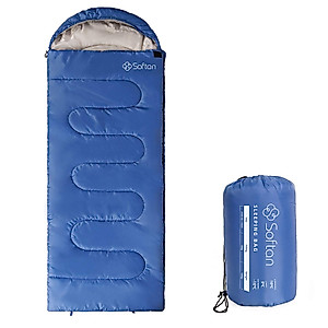 Softan Camping Hooded Sleeping Bag, Water Resistant, Ultralight and Compact Bags are Perfect for Adults Hiking, Traveling & Outdoor Activities