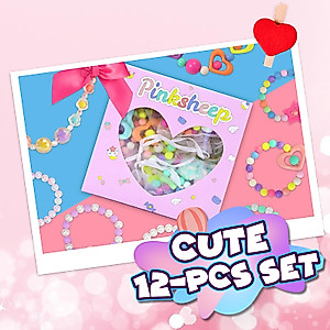 PinkSheep Kids Classic Jewelry, 6 Sets of Beaded Necklaces and Bracelets for Girls, Favors Bags for Girls Jewelry (Classic)