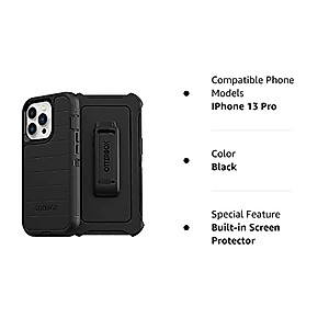 OTTERBOX Defender Pro Series SCREENLESS Edition Case for iPhone 13 Series - Non Retail Package (iPhone 13 Pro ONLY, Black)