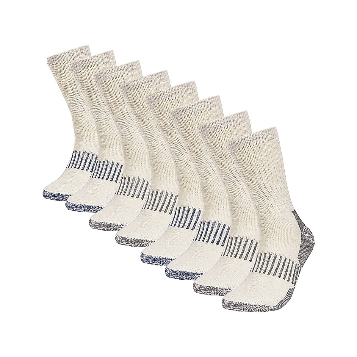 HOT FEET 4 Pack Work Socks for Men & Women - Breathable Boot Hiking Socks, Moisture Wicking Thick Wool Socks, Sizes 6-12.5, Man, Gray & Blue