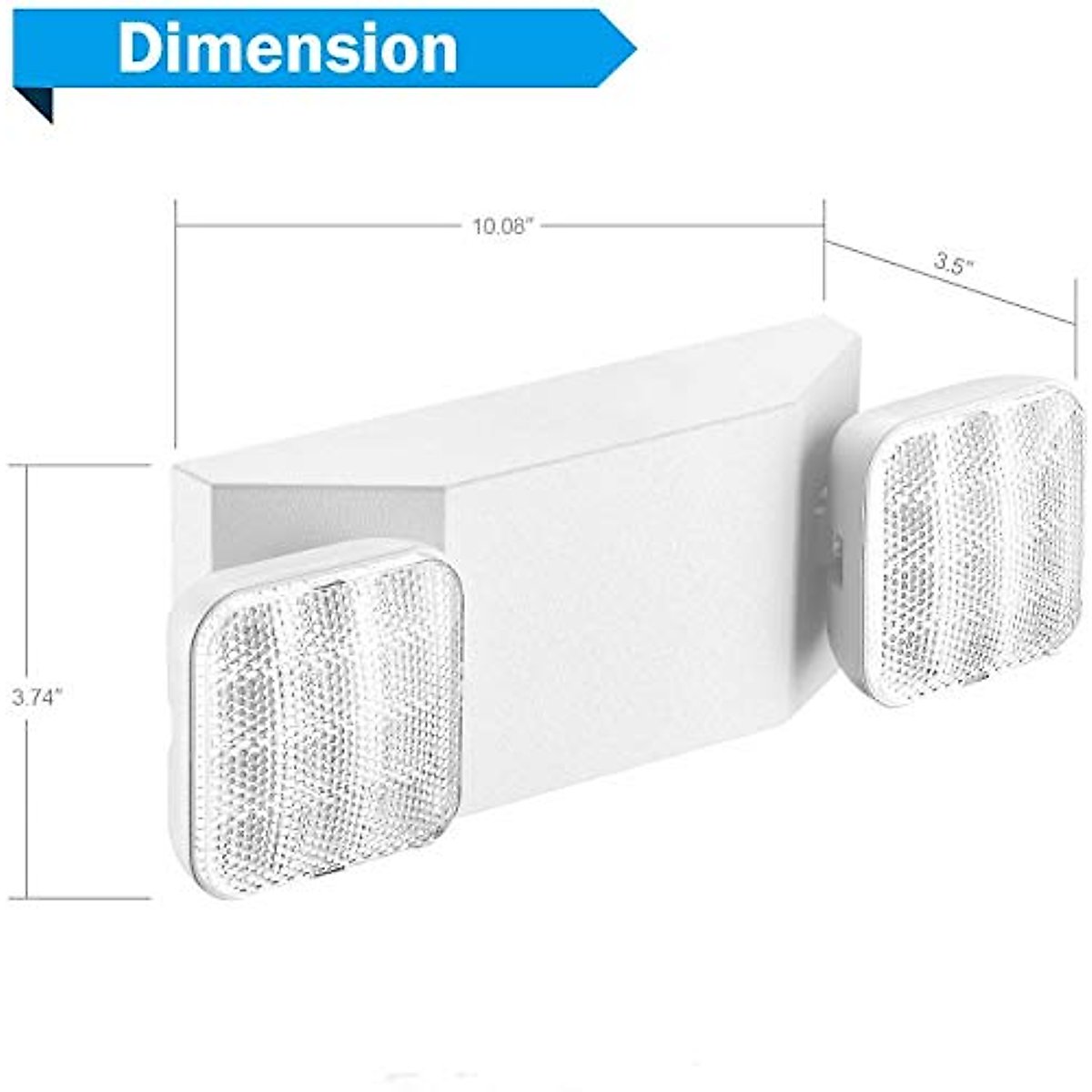 EXITLUX 1 Pack LED Emergency Lighting Fixture with 2 LED Heads-Hardwired Adjustable White Commercial Emergency Lights with Battery Backup for Power Failure