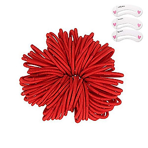Coobbar 100pcs Women Elastic Hair Ties Band Ropes Ring Ponytail Holder (Red)