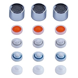 3 Pcs Faucet Aerator, Female Thread Kitchen Faucet Aerator Kitchen Sink Aerators, 1.2, 1.5, 1.8, 2.5 GPM Flow Restrictor Replacement Parts Bathroom, 55/64-Inch 22mm Female Thread-Chrome