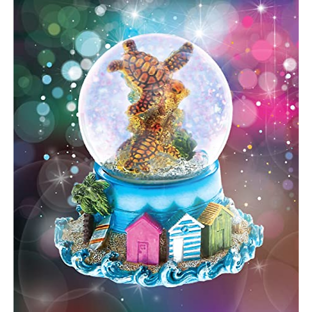 CoTa Global Cool Summer Sea Turtle Snow Globe - Water Globe Figurine with Sparkling Glitter, Collectible Novelty Ornament for Home Decor, for Birthdays, Holiday and Valentine's - 65mm