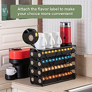 Flagship for Nespresso Pod Holder Drawer Large Mullti Tier Coffee Pod Holder Vertuo (4 Tier (80Pods))