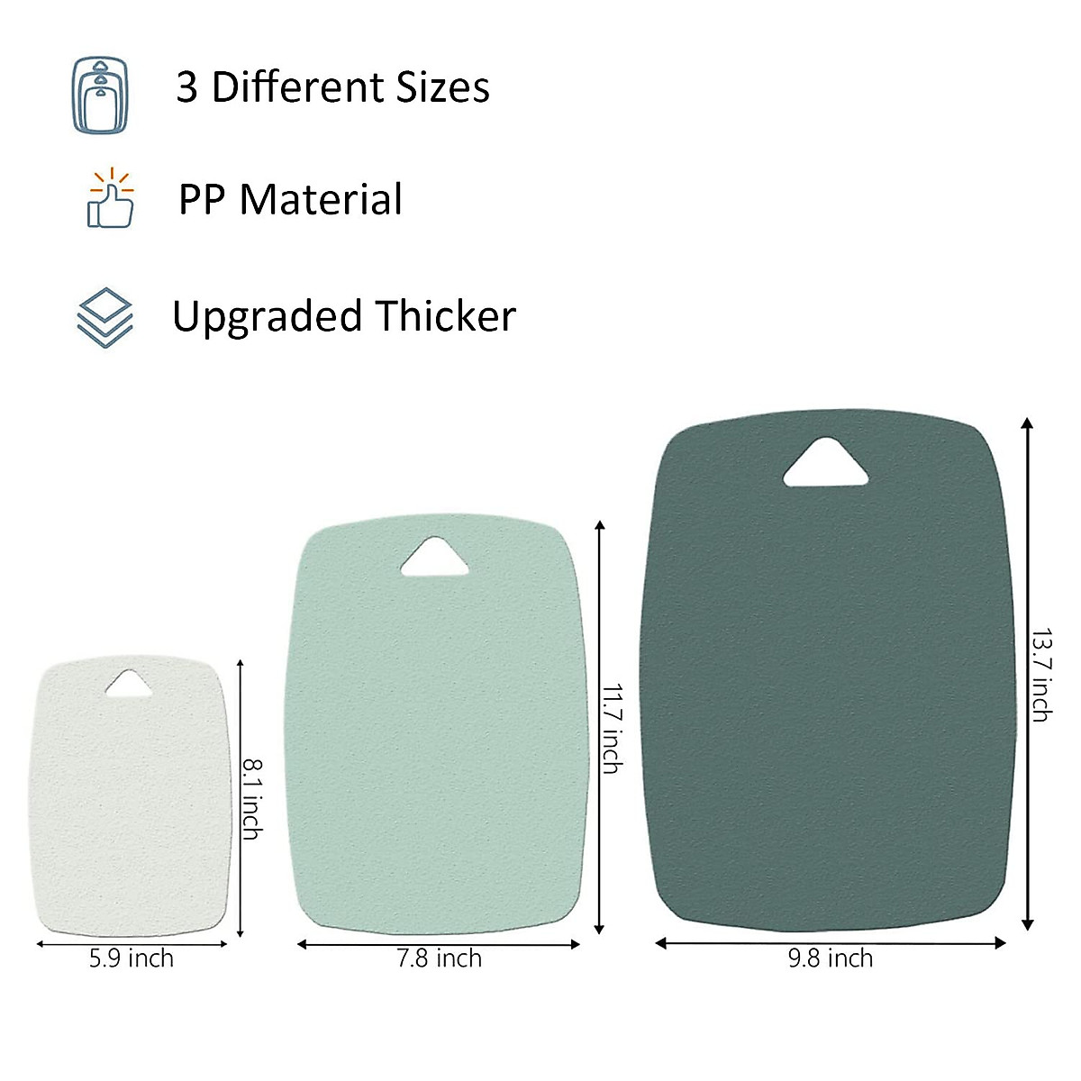 3 PCS Plastic Cutting Board, Cutting Boards for Kitchen, Plastic Chopping Board Set Easy Grip Handle Food Chopping Boards for Dishwasher Safe, Chop Meat, Veggies