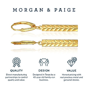 MORGAN & PAIGE 18k Yellow Gold Plated 925 Sterling Silver Geometric Pattern Vertical Bar Drop Earrings