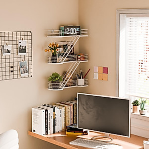 YEMNMFH 15 Inch Fire Escape Wall Shelf - White Metal Decorative Shelves, Eye-Catching Figurine Display Shelf Wall Mounted, Unique Ladder Home Décor for Knick Knack, Action Figure, Bedroom, Bathroom