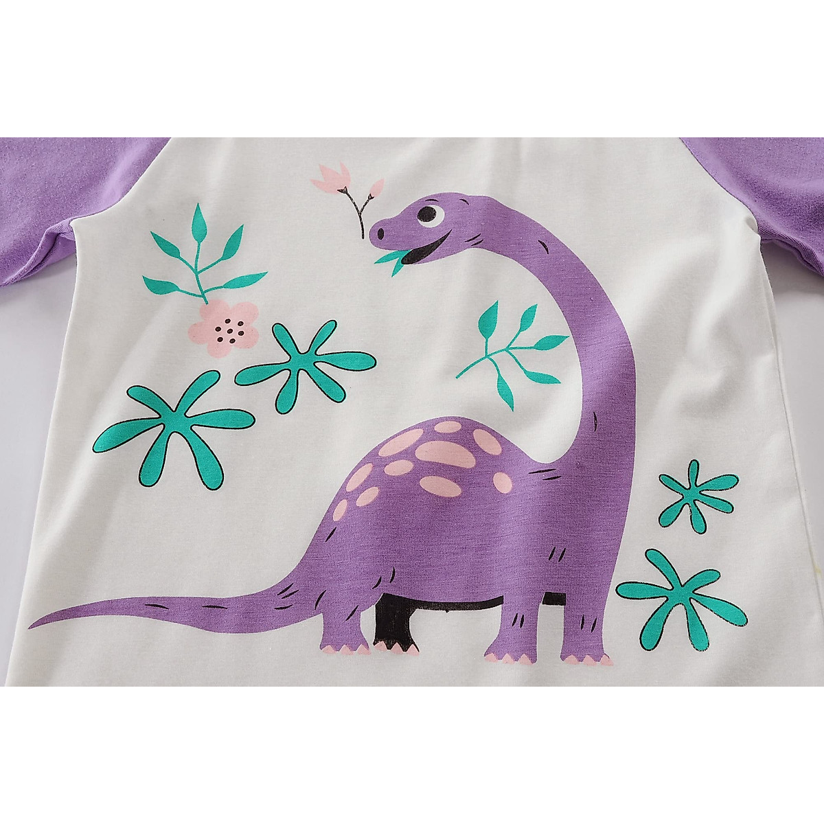 Little Hand Kids & Toddler Girls Dinosaur Pajamas 2 Piece Pjs Short Sets Summer Purple Sleepwear 5T