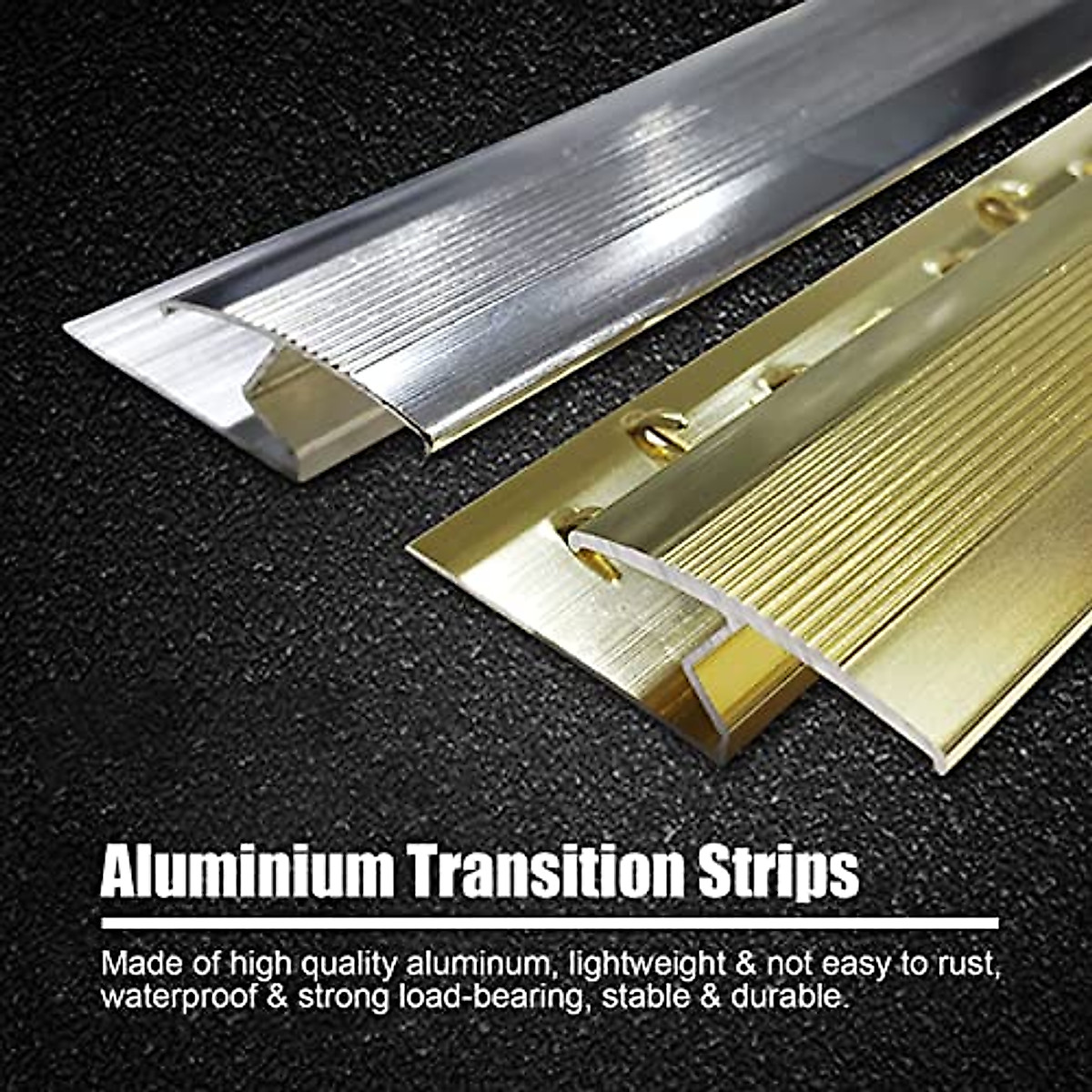 VREOX Z Shape Carpet Edge Strip/Door Threshold Bars, Carpet to Laminate/Tile/Wood/Floor Metal Strips, Fills The Gap Edge Trim Strip