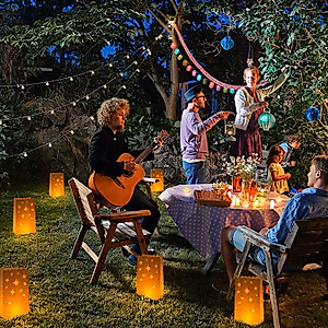 Stmarry White Paper Luminary Bags - 50-Pack Candle Lantern Bags, Fire-Retardant, Star Luminaries for Christmas, Weddings, Birthday Party Valentine&#039;s Day Decoration, 5.9 x 10 x 3.5 Inches